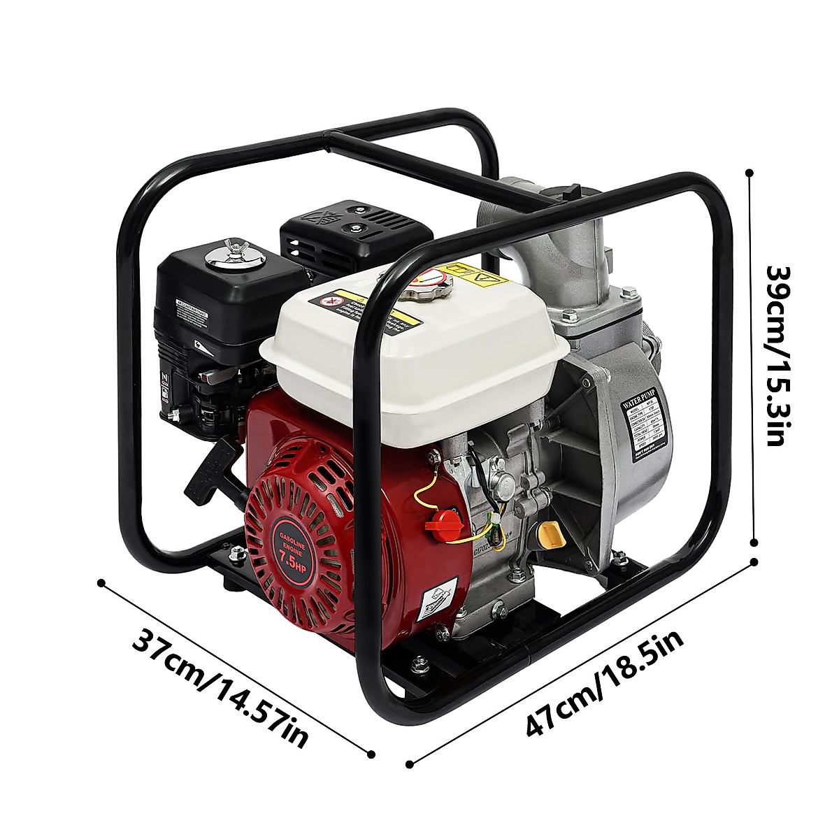 4-Stroke 7.5 HP Gasoline Engine Water Pump,210cc 3in Gasoline Powered Water Transfer Pump,Single Cylinder Air-cooled Trash Pump for Reenhouse Planting,Ground Cleaning,Fishpond Aquaculture…