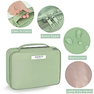 mooiborsa Travel Makeup Bag Cosmetic Bag Make up Case Organizer Cosmetic Brush Storage Case for Women and Girls,Green