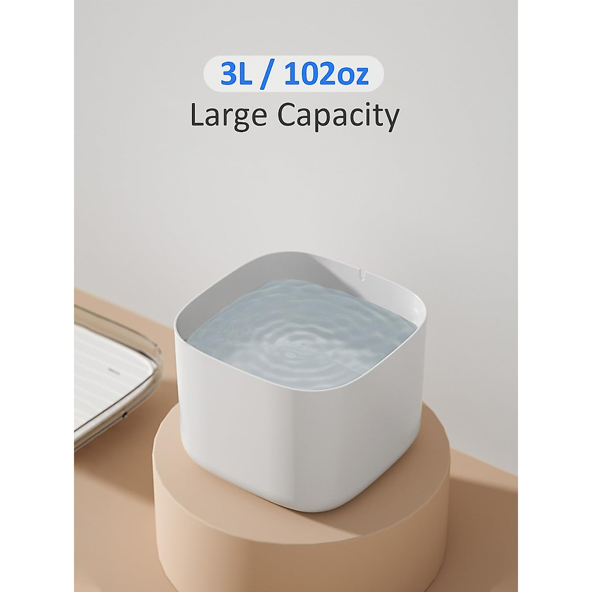 Cat Water Fountain 102oz/3L Automatic Pet Fountain Cat Water Dispenser with Replacement Filters for Cats, Dogs, Multiple Pets Water Bowl Dog Drinking Dispenser Cat Feeding & Watering Supplies, White