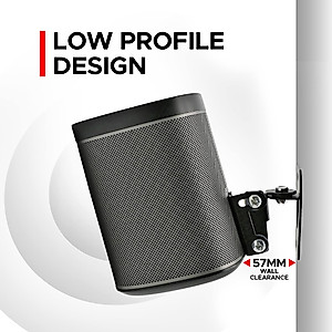 Play 1 Wall Mount, Black, Pair, Compatible with Sonos Play:1 Only, Twin Pack, Adjustable Swivel & Tilt Mechanism, 2 Mounting Brackets Includes All Fixings