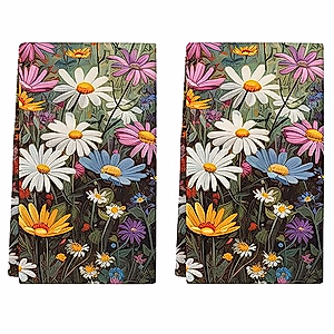 Big buy store Kitchen Towels Set of 2 Flower Blossom Dish Towels and Dishcloths Sets Decorative Tea Towel Butterfly Floral Absorbent Hand Towels for Kitchen Drying Bathroom Decor Gift 18x28 Inch