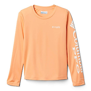 Columbia Youth Girls Tidal Tee Long Sleeve, Bright Nectar, Large