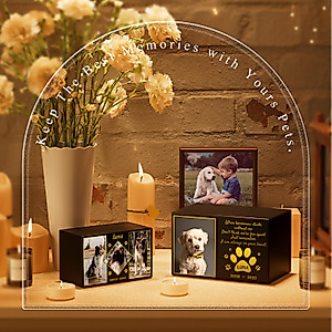 Bemaystar Personalized Pet Urns for Dogs Ashes - Custom Wooden Keepsake Urn Box with Photo for Pet Memorial Keepsake, Box Pet Cremation Urn, Sympathy Gift for a Pet Weight of Up to 10 lbs