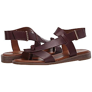Franco Sarto Womens Glenni Ankle Strap Flat Sandals, Dark Brown, 8.5