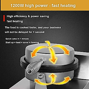 Waffle Maker, Commercial Stainless Steel Waffle Maker, Double Sided Heating, Non-Stick Plate/Easy To Clean, Adjustable Temperature (50~250°C), For Restaurant, Bakery,A