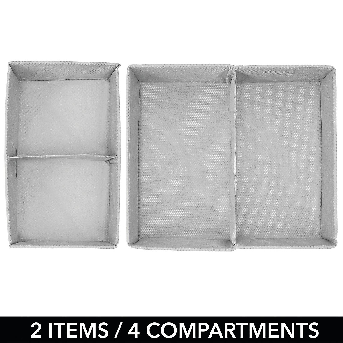 mDesign Fabric Drawer Organizer Bins, Kids/Baby Nursery Dresser, Closet, Shelf, Playroom Organization, Hold Clothes, Toys, Diapers, Blankets, Lido Collection, Set of 2, 2 Pack, Natural/Blue Stripe