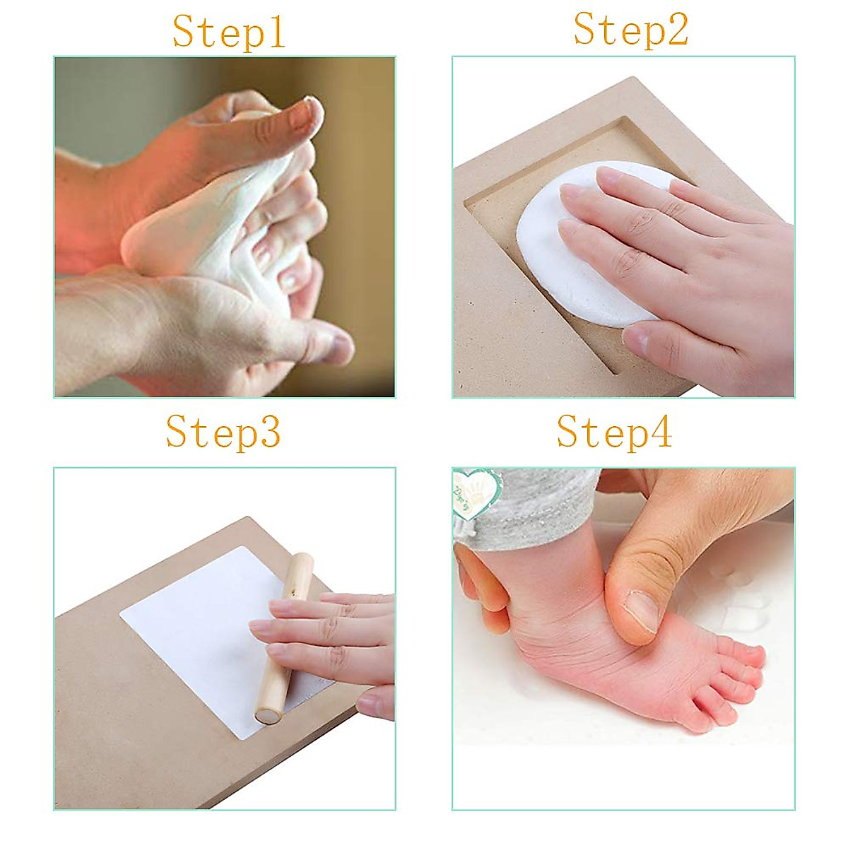 Baby Handprint Footprint Keepsake, Non-Toxic Clay Photo Frame Registry Kit for Wall Mount & Desktop Mount Decor, Perfect Shower Gift for Newborn Boys & Girls and Little Pets