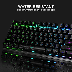 NPET S22 Wired Gaming Keyboard Mouse Combo, LED Backlit Quiet Ergonomic Mechanical Feeling Keyboard, Backlit Gaming Mouse 6400 DPI, for Desktop, Computer, PC, Black…