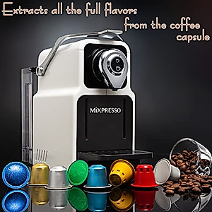 Mixpresso Espresso Machine for Nespresso Compatible Capsule, Single Serve Coffee Maker Programmable Buttons for Espresso Pods, Premium Italian 19 Bar High Pressure Pump 23oz 1400W (White)