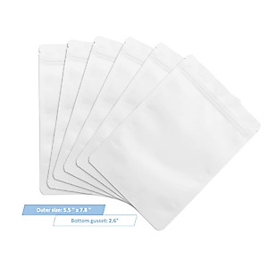 100 Pack 5.5x7.8 Inches Matte White and 100 Pack 6.3x9.4 Inches Matte Black Mylar Stand Up Bags