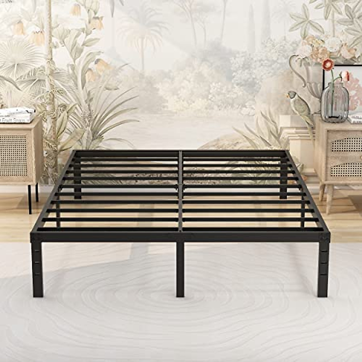Mombinus 14 Inches Tall King Metal Platform Bed Frame/Heavy Duty Steel Slat Support/Noise Free/Easy Assembly/No Box Spring Needed Black