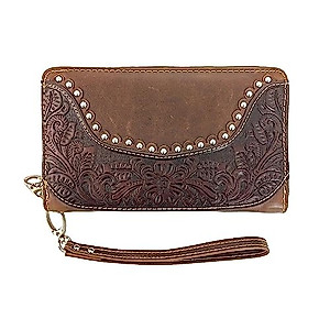 Montana West Ladies Concealed Gun Carry Purse Wallet Set Floral Tooling Coffee, Large