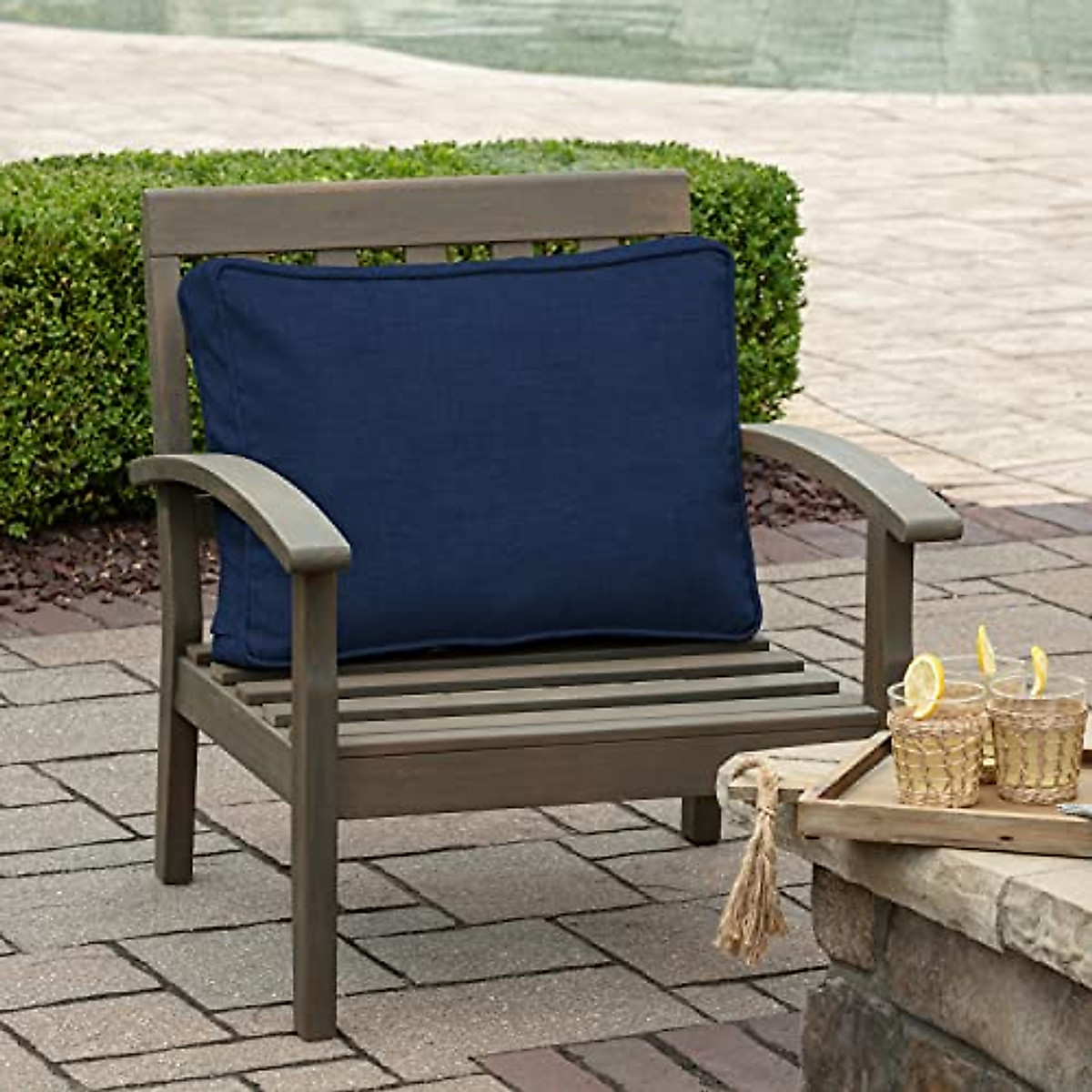 Arden Selections ProFoam Performance Outdoor Cushion Pillow Back 19 x 24, Sapphire Blue Leala