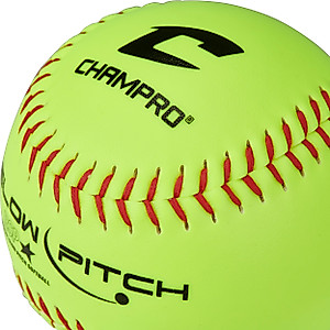Champro 12" Slow Pitch Practice Softballs with Flat Seams and Durahide Cover, 12 Pack