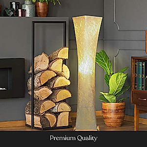 Brightech Harmony Contemporary Lamp for Boho Living Rooms & Offices, LED Floor Lamp for Bedrooms, Tall Lamp with Heavy Base, Mid-Century Modern Standing Lamp for Great Living Room Décor – White Shade