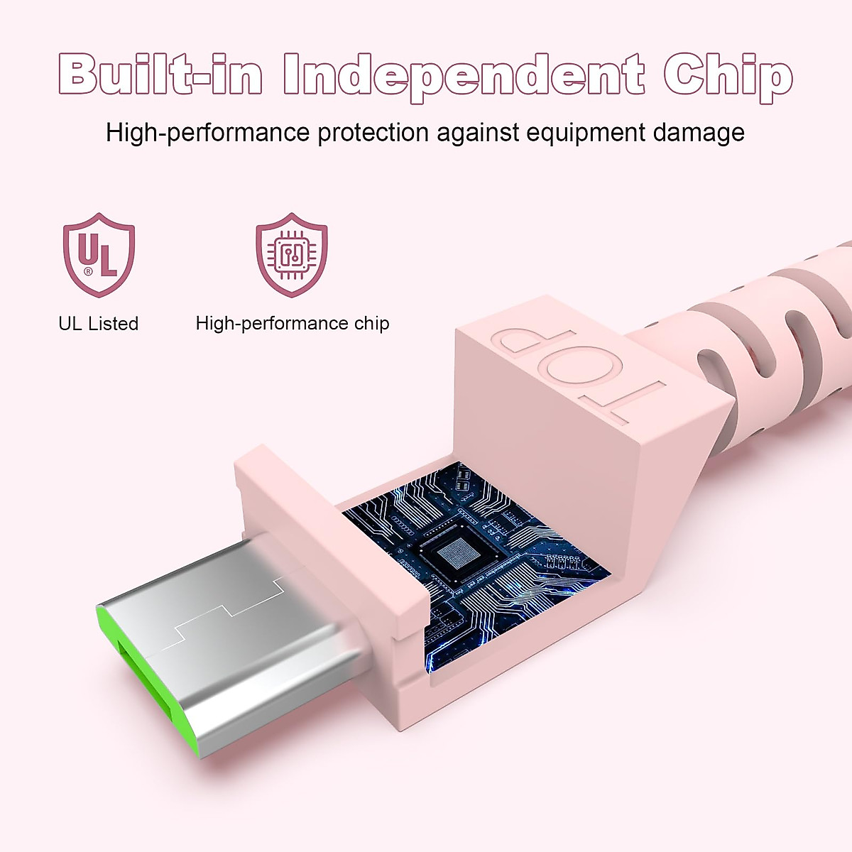 Toxaoii USB Braided Mouse Charging Cable Cord Compatible with Razer Naga Pro, DeathAdder V2 Pro, Basilisk, Viper Ultimate Wireless Gaming Mouse, Pink