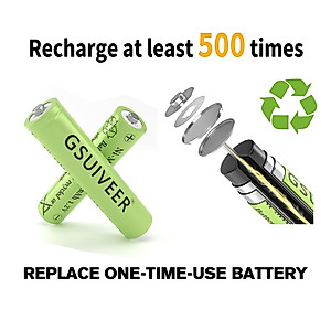 GSUIVEER Rechargeable Solar Light Batteries AAA NiMh 600mAh 1.2V for Outdoor Garden Lights (8 Pack)