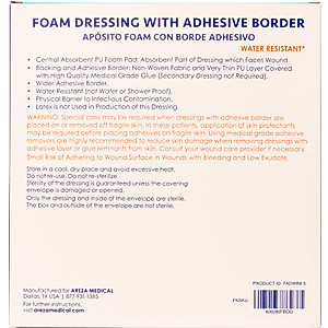 Foam Wound Dressing with Adhesive Border 6.5" x 6.5" Central Foam: 4.1" x 4.1" Thickness 5 mm 5 per Box by Areza Medical