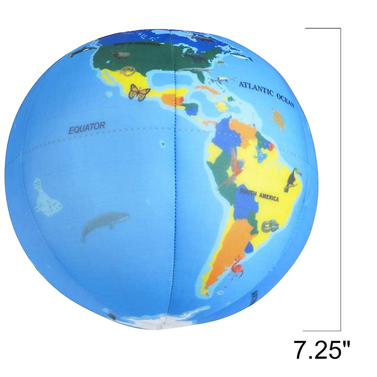 ArtCreativity Plush World Globe Ball, 1 PC, Soft 7.25 Inch Globe, Fun Educational Tool for Learning Geography, Great Gift Idea, Classroom Decoration, and Preschool Toy