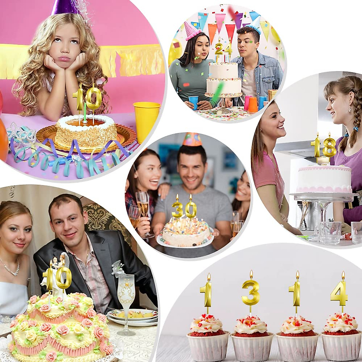 12 Candle Birthday Number Candles 12 Birthday Candles Number 12 or 21 Candle Champagne Gold 3D Design Numeral Candle for 12th 21th Birthday Anniversary Wedding Party Celebration Cake Decorations