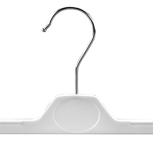 HANGERWORLD Plastic White Kids Pants Hangers with Clips (20 Pack) 11inch Wide Childrens Hanger for Skirts, Slacks and Bottoms