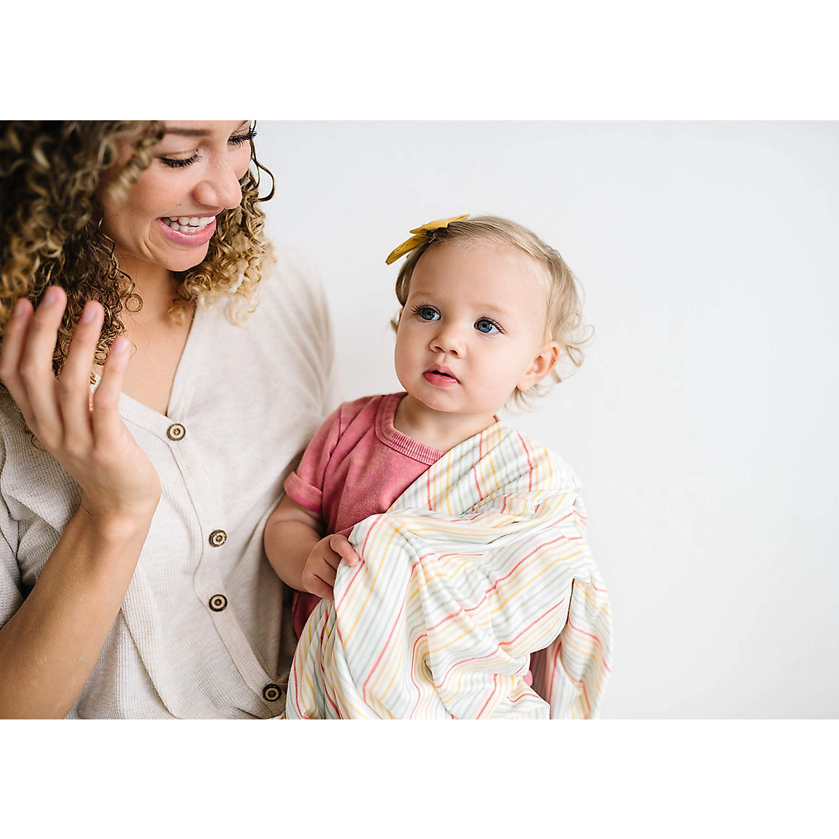 Large Premium Knit Baby Swaddle Receiving Blanket "Rainee" by Copper Pearl