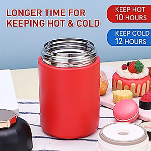 YUBUTUP Thermos Vacuum Insulated Cold Hot Food Soup Lunch Jar Container with Spoon for Kids Adults, 21 Ounce