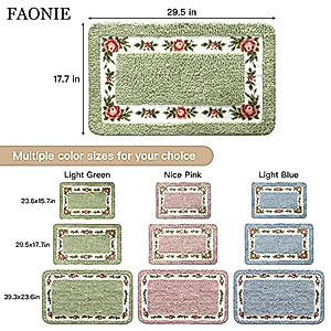 FAONIE Pretty Floral Rural Style Romantic Rose Flower Rug Shaggy Area Rugs Soft Non-Slip Doormat Floor Mat Bath Mat Bathroom Shower Rug Bedroom Living Room Carpet (Nice Pink, M)