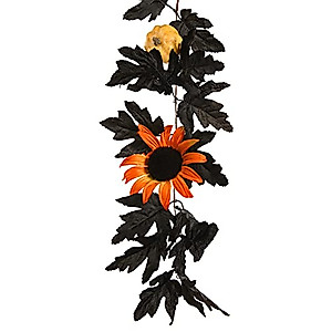 YHNJI 5.9ft Fall Maple Leaves Garland, Fall Garland, Artificial Sunflower Pumpkin Maple Leaf Vines for Thanksgiving Dinner Fireplace Door Frame Doorway Backdrop Decor