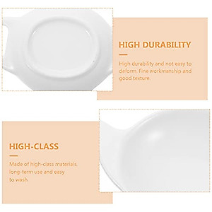 Kichvoe Tea Holder Ceramic Tea Bag Holder Caddy Plate Cute Teapot Shaped Teabag Coaster Tray Teaspoon Rest Sauce Dip Bowl Seasoning Dish for Dessert Fruit Appetizer Serving Dish Tea Bag Organizer