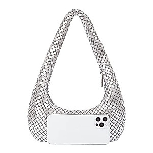 Silver Evening Bag Women Unique Handbags Cool Purses Small Shoulder Purse Silver Metallic Purse Designer Evening Bag(Silver)