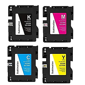 VC Sublimation Ink Cartridge Compatible for Sawgrass Virtuoso SG500 SG1000 Printer (1Black, 1 Cyan, 1 Magenta, 1 Yellow, 4-Pack, with Latest Upgrade Chips Version 3.3)