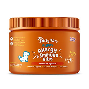 Zesty Paws Dog Allergy Relief - Anti Itch Supplement - Omega 3 Probiotics for Dogs - Digestive Health - Soft Chews for Skin & Seasonal Allergies - with Epicor Pets - Puppy - Lamb - 90 Count