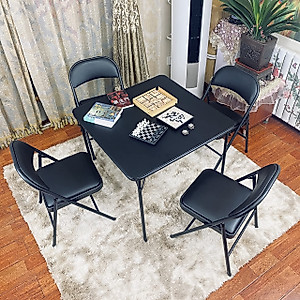 BOOSDEN Folding Chairs 4 Pack, Foldable Chair, Metal Folding Chair, Heavy Duty Folding Chairs with Padded Seats for Outdoor, Indoor, Dining, Party, Black