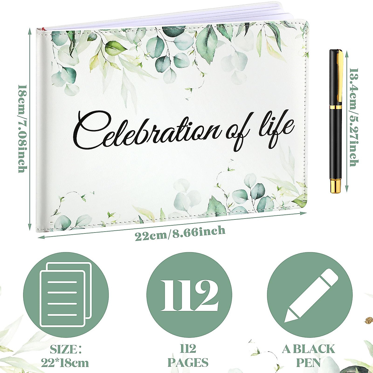 Patelai Funeral Guest Book with Pen Memorial Service Celebration of Life Guest Book Sign in Book for Funeral Leather Cardinal Guest Book in Loving Memorial Gift, 112 Pages(Celebration of Life)