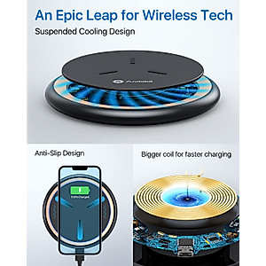 andobil Wireless Charger [2022 Advanced Chip] Qi-Certified 15W/10W/7.5W Safest Wireless Charging Pad Compatible Samsung Galaxy S22/S22 Ultra/S21/S21 Fe/S20/S10/Note 20/10, iPhone 13/13 Pro/12/11/XS/X