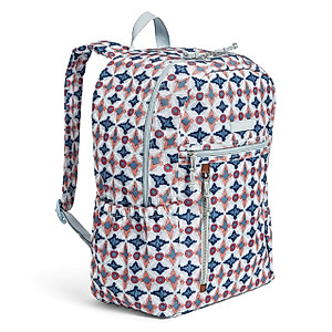 Vera Bradley Women's Lighten Up Study Hall Backpack, Water Geo, One Size