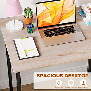 PayLessHere 32 inch Computer Desk,Office Desk with Metal Frame,Modern Simple Style for Home Office Study,Writing for Small Space,Nature