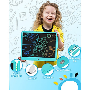 bravokids LCD Writing Tablet Board, 12inch Colorful Doodle Board Drawing Pad Toys for 3-8 Years Girls Boys, Toddler Educational & Learning Birthday Gift for Age 3 4 5 6 7 8 Years Old Kids, Blue