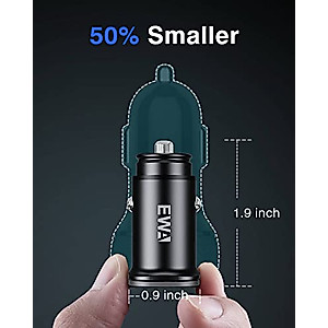 EWA USB C Car Charger, 40W(20W+20W) Dual PD Port Smallest iPhone 13 Car Charger, All Metal Car Charger Adapter, Fast Charging Compatible with iPhone 13/12/Pro/Pro Max/Mini/MagSafe, Galaxy S20/S10