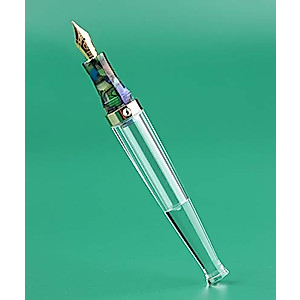 MAJOHN S5 Acrylic Eyedropper Fountain Pen Fine Nib, Transparent Large-Capacity Writing Pen with Metal Box