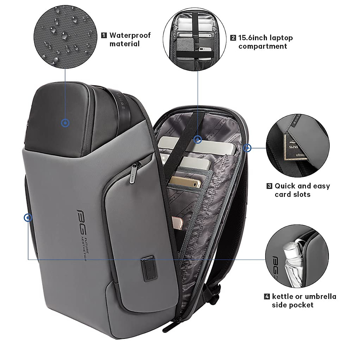 BANGE Smart Business Backpack, Laptop Backpack Fits for 15.6 INCH, Waterproof Travel Back Pack, Fashion Casual Daypack for Men and Women…