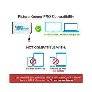 Picture Keeper PRO Connect Photo & Video External Hard Drive for Mac and PC Computers, 1TB USB Flash Drive