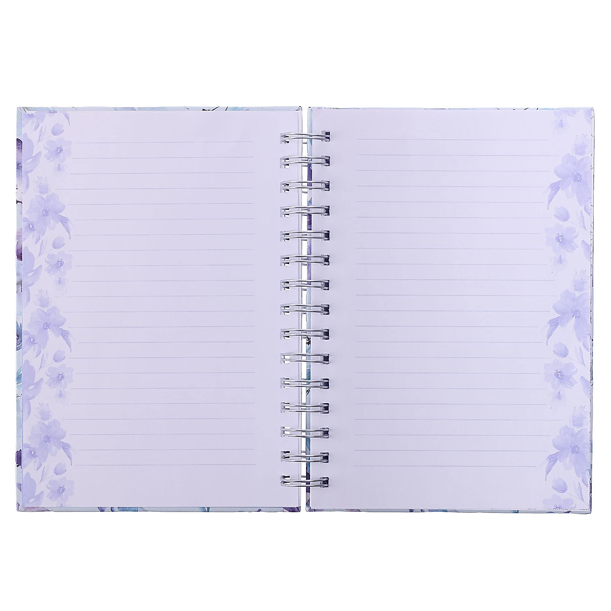 Inspirational Spiral Journal Notebook for Women It is Well With My Soul Blue/Purple Posies Floral Wire Bound w/192 Ruled Pages, Large Hardcover, With Love