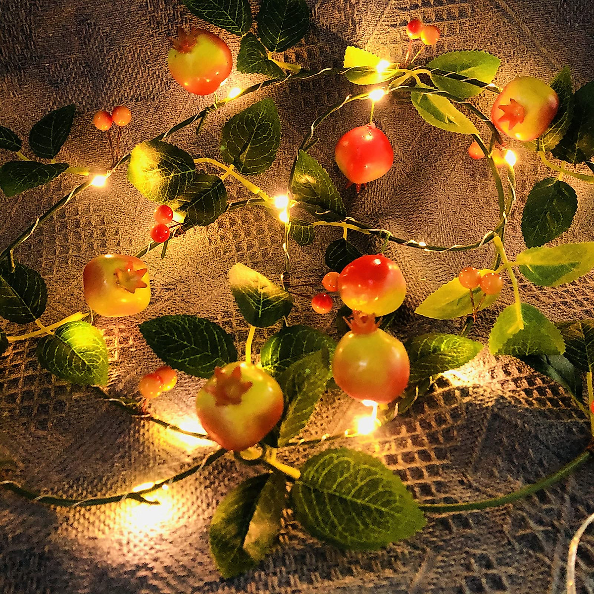 Artificial Fruit Pomegranate String Lights 6.56ft/20LED Rosehips Hanging Vines Plant Garland Foam Berries Light for Home Garden Wedding Party Decor (Z-Pomegranate Light, 1 Pack)