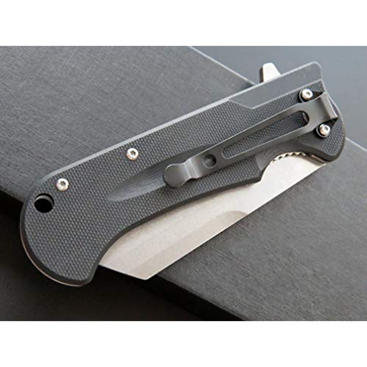 Eafengrow Outdoor Knives D2 Blade and Black G10 Handle,Pocket Knife Withe Clip EDC Multi Tool Pocket Knife (EF227-black)