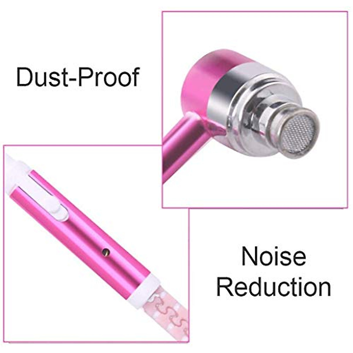 SPRINT4DEALS Luminous Zip Earphones Glow in The Dark Zipper Headphones Light up Wired Earbud Stereo Earphones for Mobile Phones Tablet (Pink)