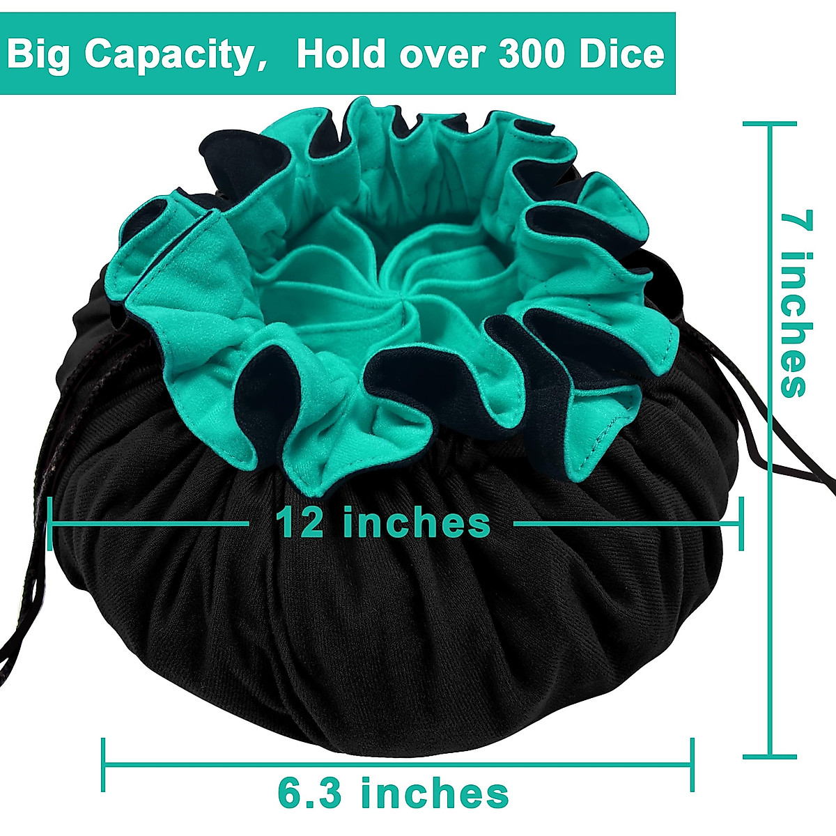 SIQUK Large Dice Bag with Pockets Big Capacity Dice Bag Drawstring Dice Pouch DND Dice Storage Bag for RPG MTG Table Games, Hold Over 300 Dice, Rose Red