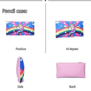 NOACLEA 3pcs Girls Unicorn Sequins Backpack Set Kids School Backpack With Lunch Box Pencil Case.