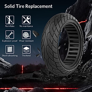 Cooryda 10x2.125 Solid Tire,10 inch Solid Rubber Tires 10x2.125 Solid Electric Scooter Tire Tubeless Front or Rear Replacement Solid Rubber Wheels for Electric Scooter 2pc Black